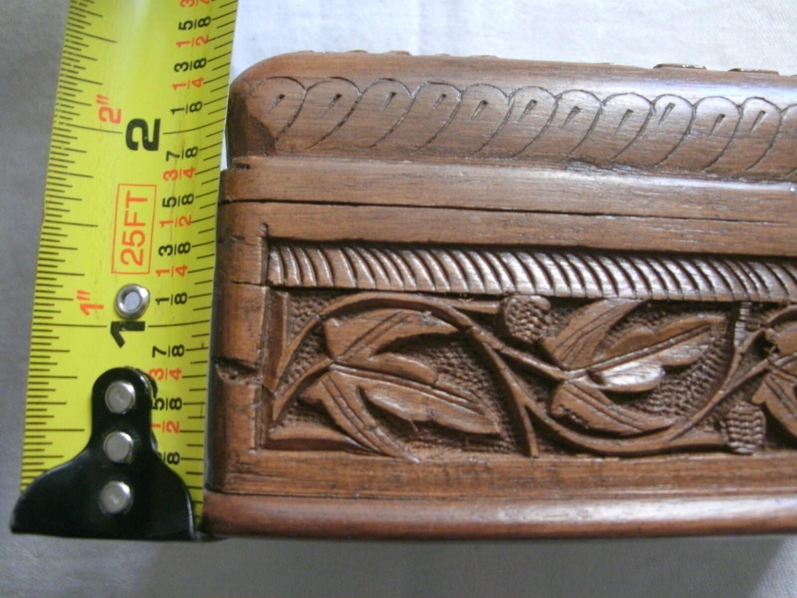 Carved Wooden Box with Lid and Hidden Opening | eBay