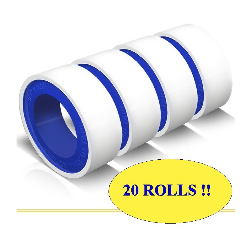 20 Rolls Extra Long Teflon Tape 1/2 Inch(W) X 520 Inches(L) - Plumbers ...
