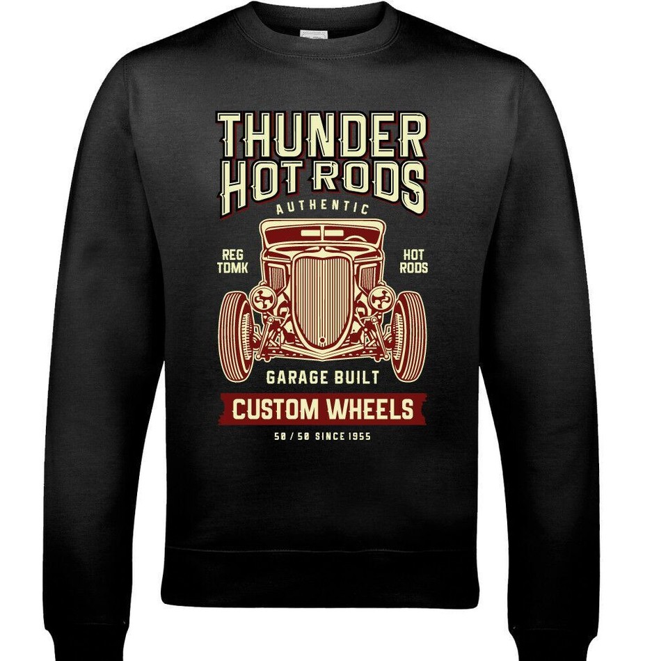 Thunder Hot Rods Mens Sweatshirt Classic Car Enthusiast Custom Garage ...