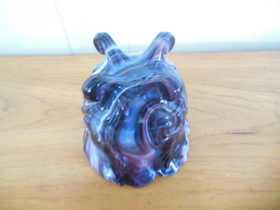 Vintage Imperial Glass Purple & White Swirl Slag Glass 4-Footed Candy ...