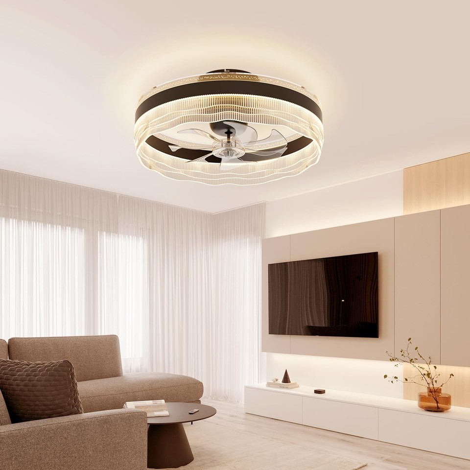 kejector Low Profile Ceiling Fan with Light,20 Inch Fandelier Ceiling ...