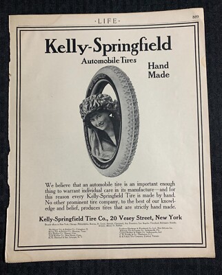 1913 KELLY-SPRINGFIELD TIRE 9x11" Automotive PRINT AD Made by Hand | eBay