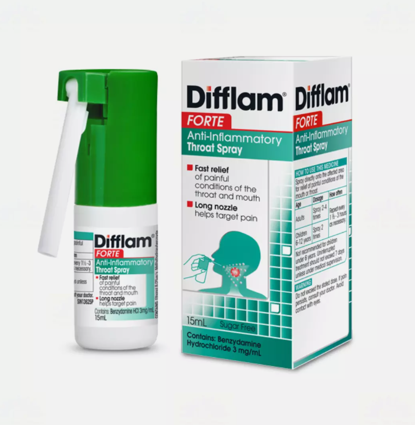 4 X Difflam Forte 15ml Anti-Inflammatory Throat Spray For Fast Pain ...