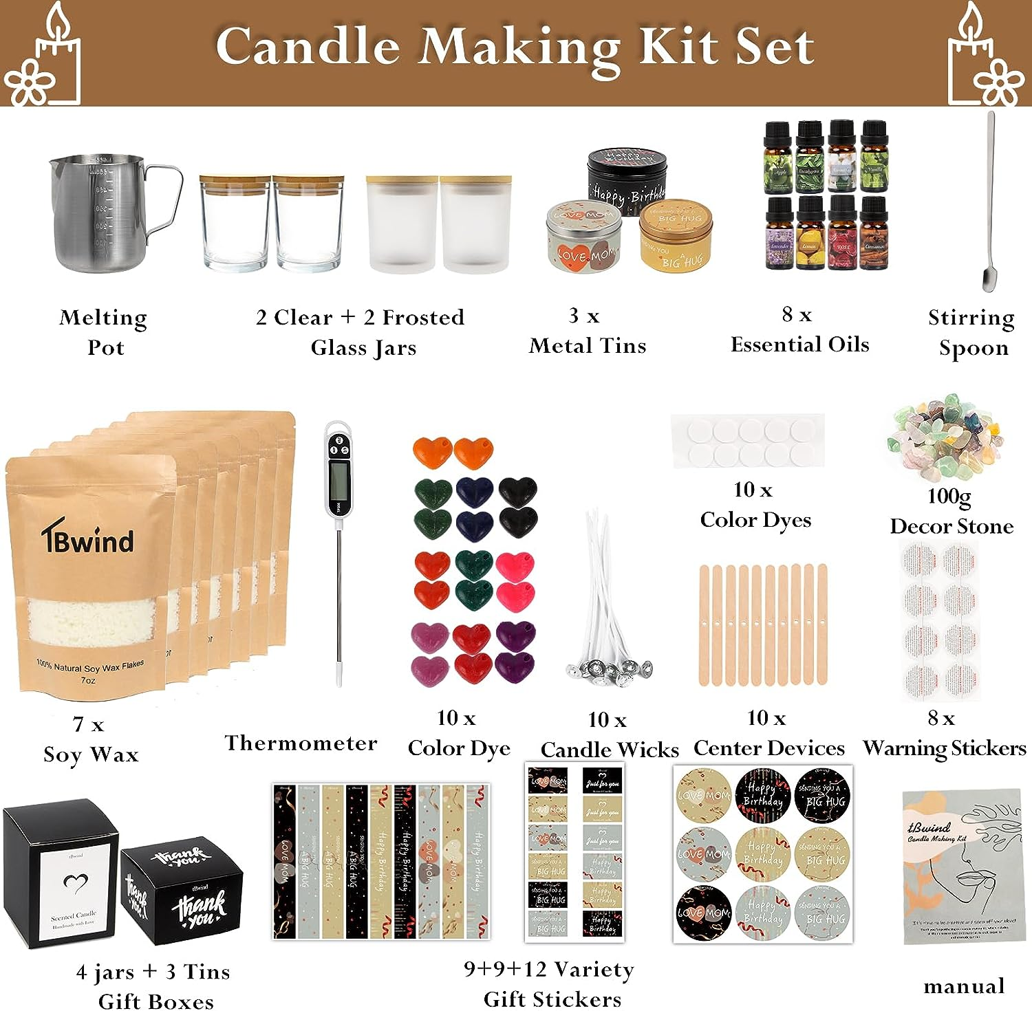 Candle Making Kit, Soy Candle Making Supplies DIY Candle Craft Tools ...