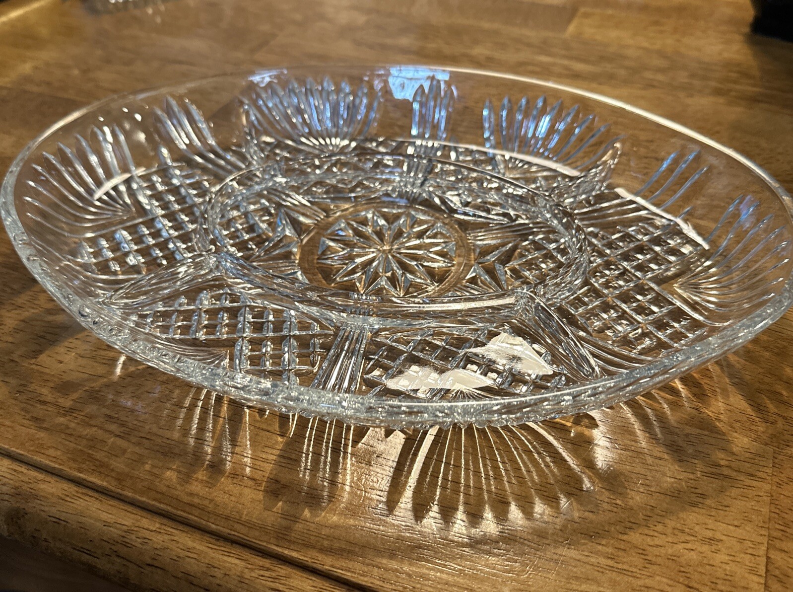 Vintage Crystal Divided Tray Platter 5 Compt Diamond And Pineapple ...