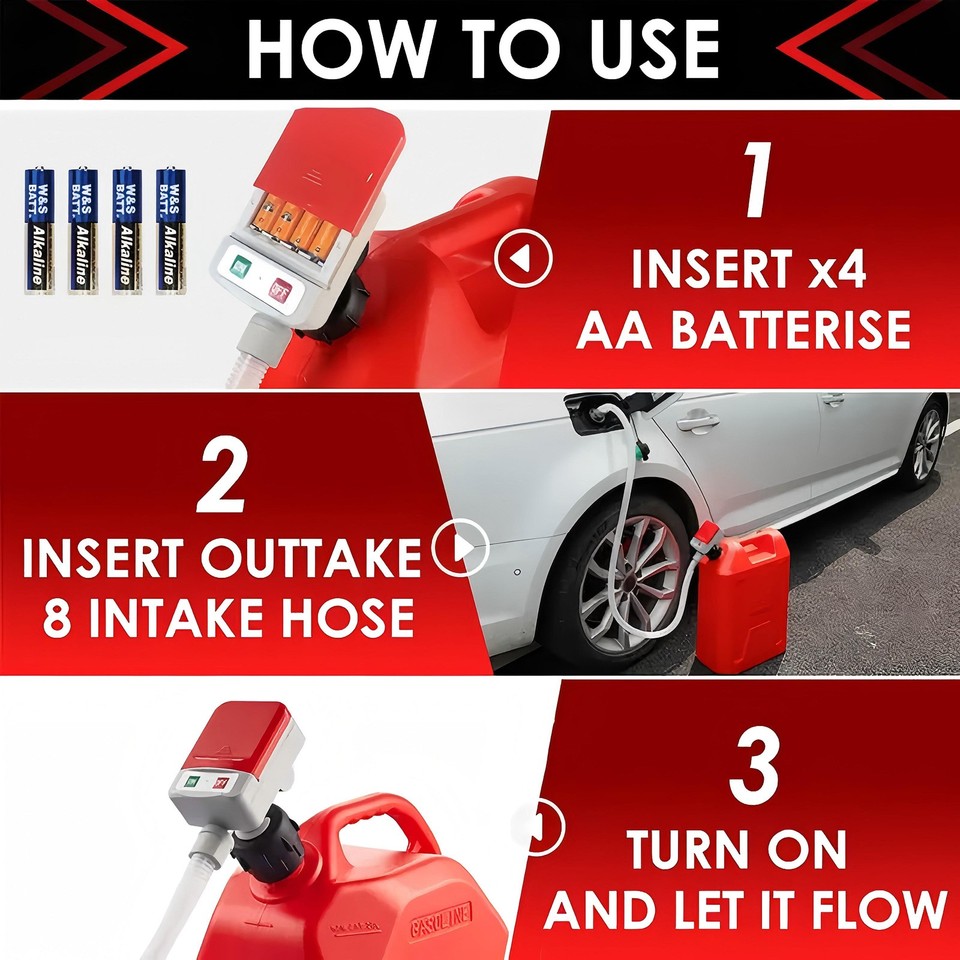 2.4 GPM Battery Powered Electric Fuel Transfer Pump For Gas Oil Water ...