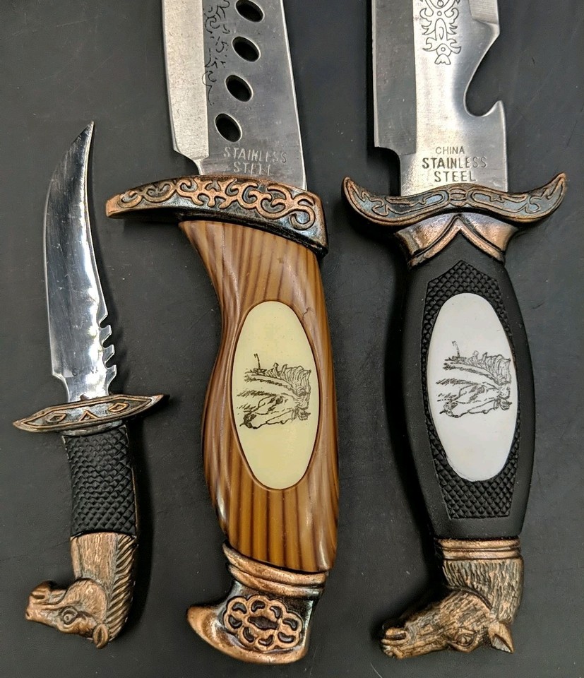 James Dean Knife Box Set 3 & 5 Fixed Blade Stainless Steel & Decorative Handles | eBay