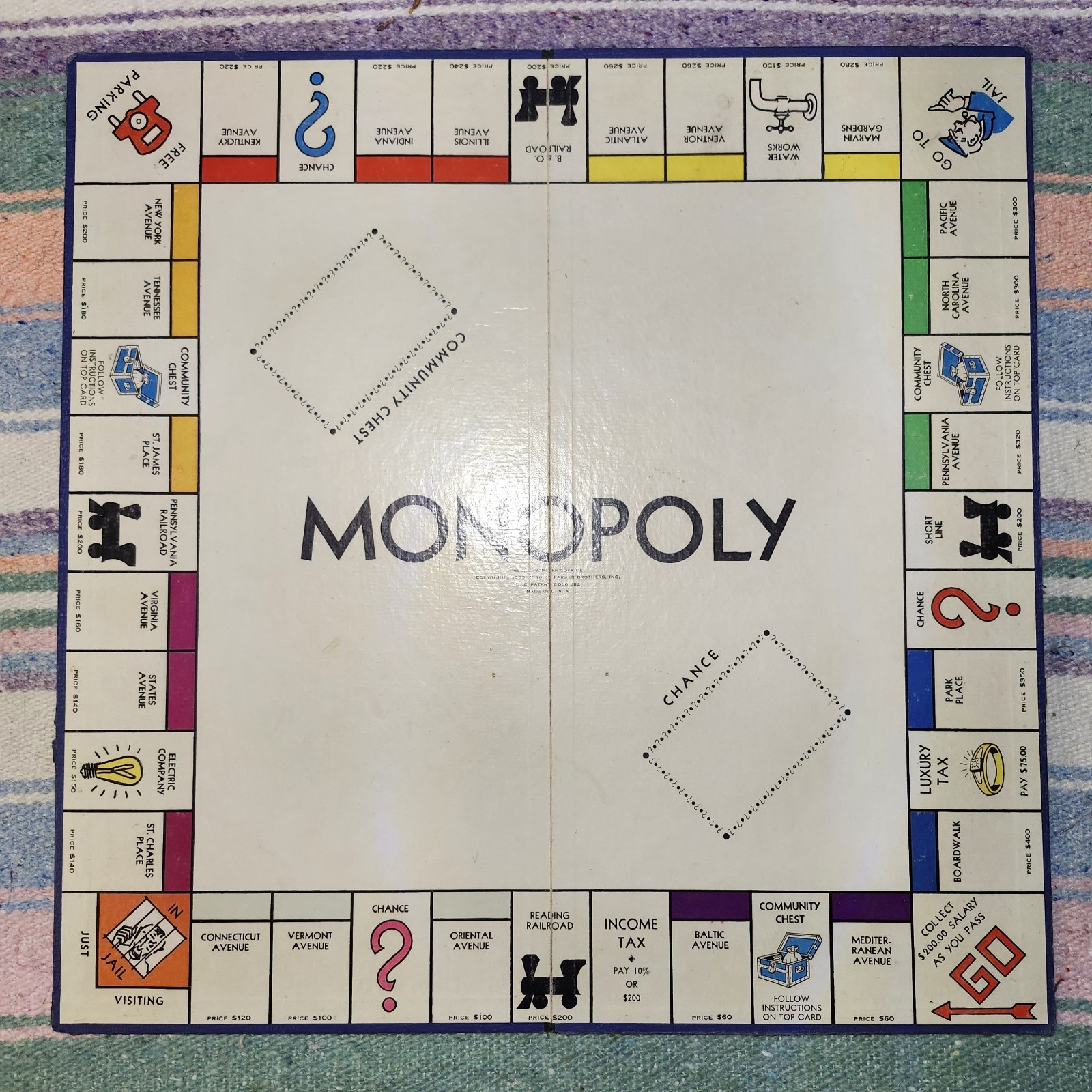 Vintage Parker Brothers 1935-1946 Blue Monopoly Board only | eBay
