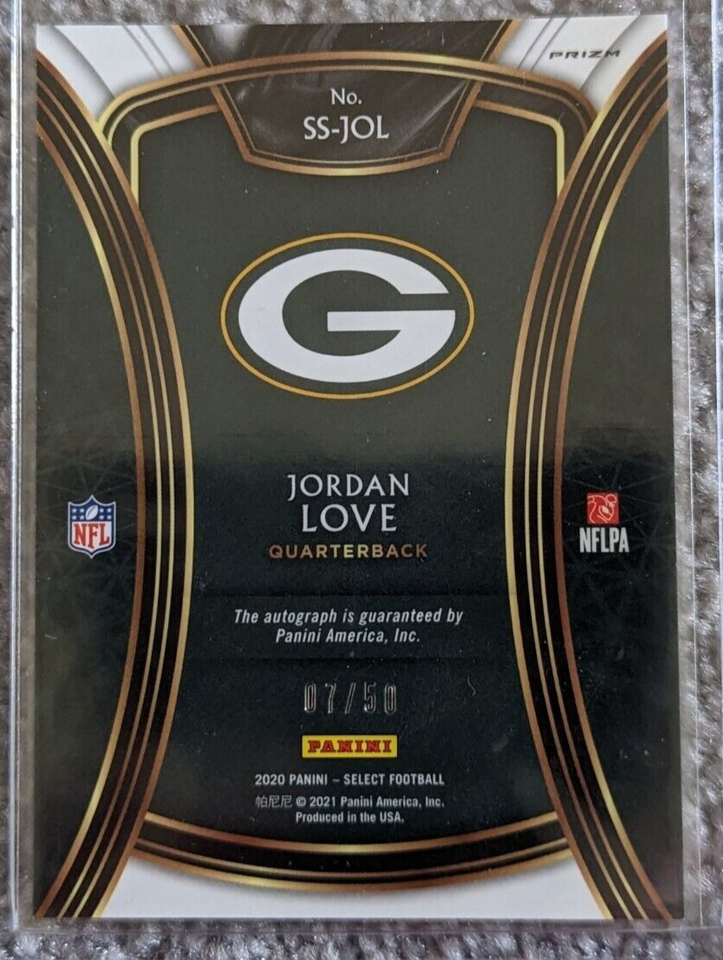 2020 Select Jordan Love Auto Prizm Blue /50 RARE Rookie Green Bay ...