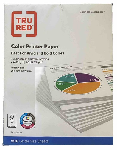 Staples TRU RED 513099/TR56961 Color Printer Paper - 500 Sheets for ...