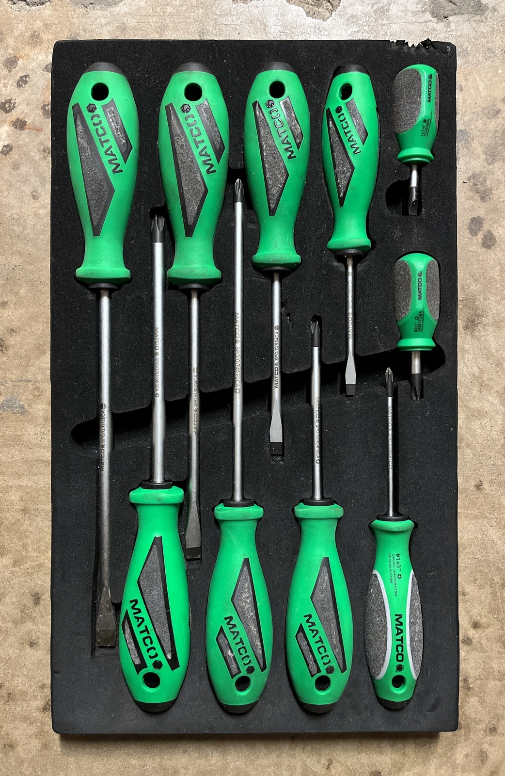 Matco Tools 10 Piece Top Torque 2 Premium Screwdriver Set Green used ...