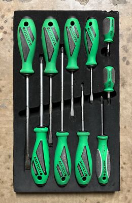 Matco Tools 10 Piece Top Torque 2 Premium Screwdriver Set Green used ...