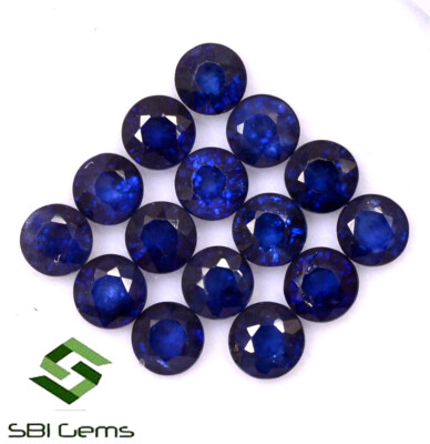 3.13 Cts Natural Blue Sapphire Round Cut 3.25 mm Lot 15 Pcs Loose ...