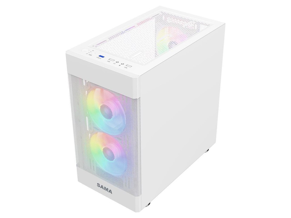 Sama ARGB-Q5-W White USB3.0 Tempered Glass Micro ATX Tower Gaming ...