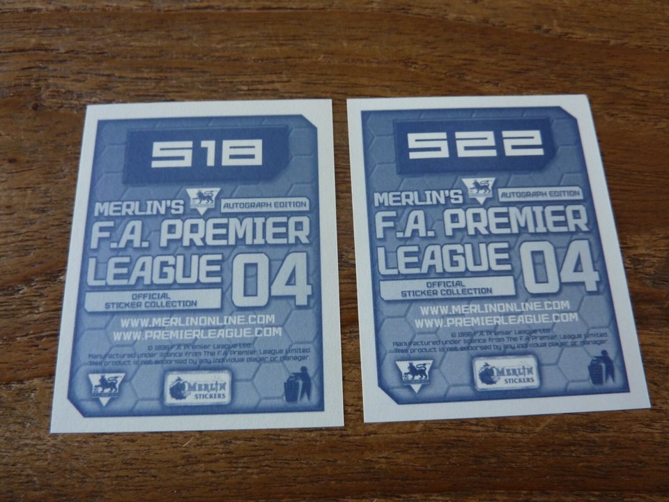 Merlin Premier League 04 Football Stickers no's 401-578! Pick Your ...