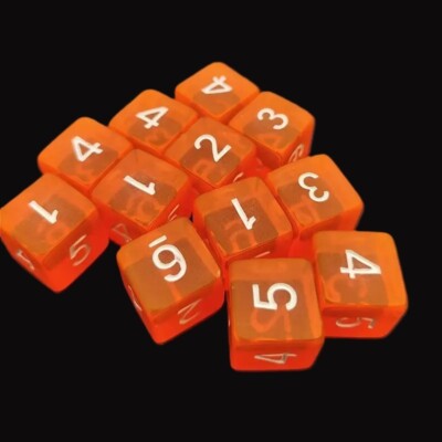 d6 DICE SET (10) 16mm, TRANSPARENT ORANGE- WARHAMMER, DUNGEONS AND ...