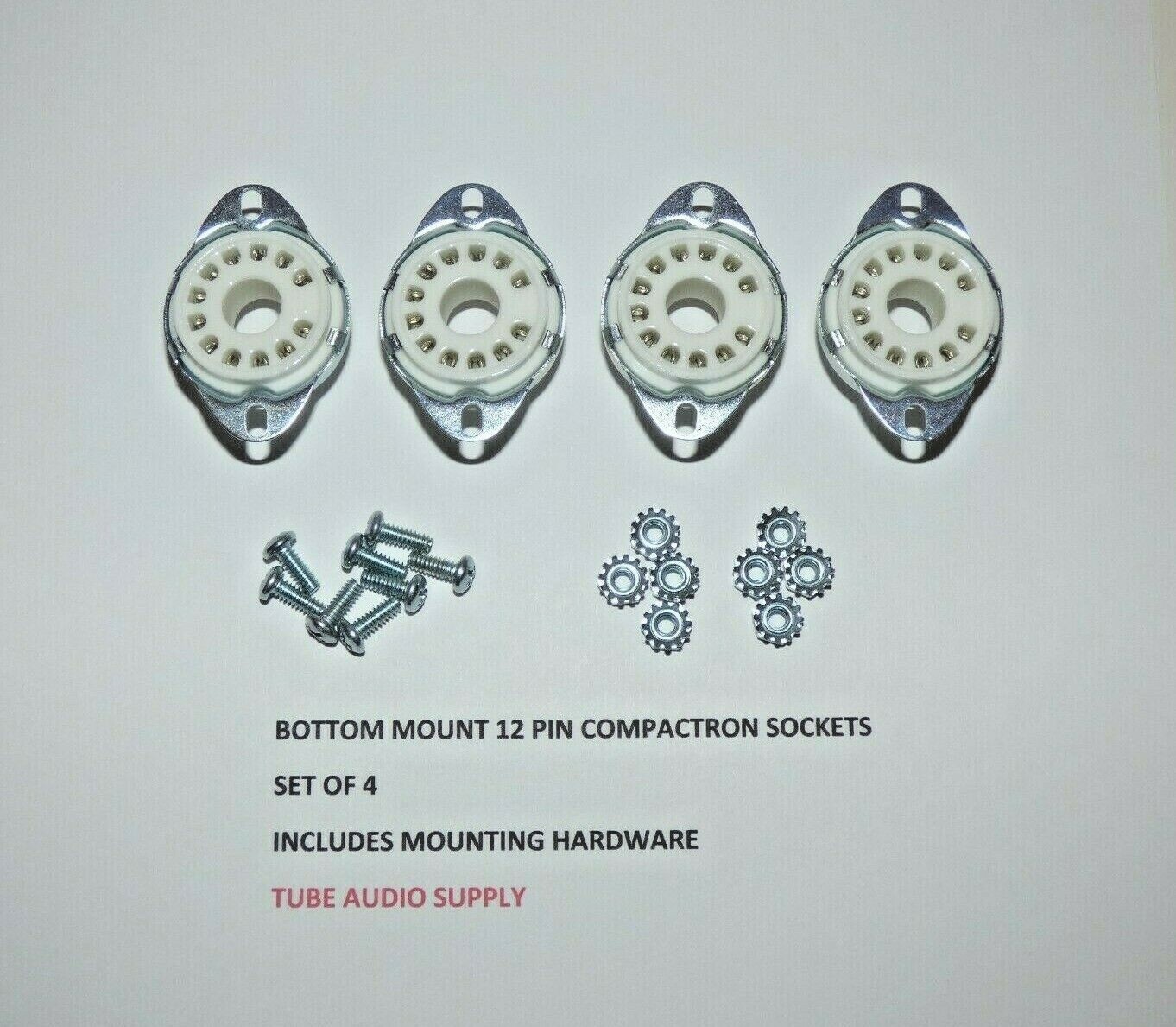 CERAMIC COMPACTRON 12 pin VACUUM TUBE SOCKET, BOTTOM MOUNT, W/ hardware ...
