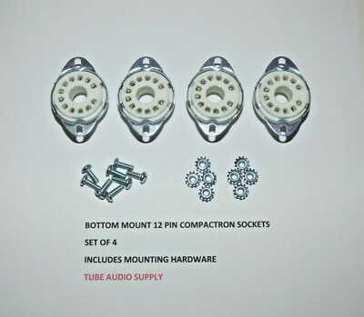 CERAMIC COMPACTRON 12 pin VACUUM TUBE SOCKET, BOTTOM MOUNT, W/ hardware ...