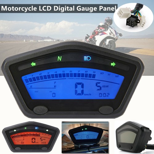 1x Motorcycle Instrument LCD Tachometer Odometer Digital Gauge Panel ...