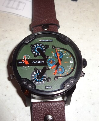 Cagarny Men's chronograph Dual Time Watch New | eBay