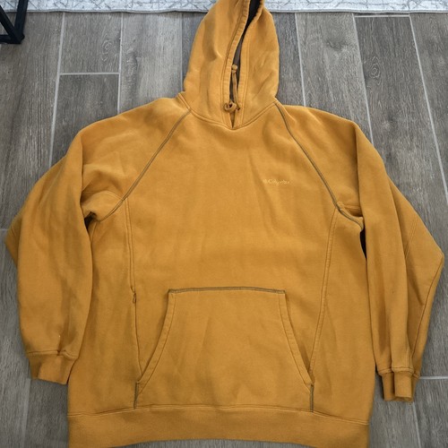 Men’s Columbia heavyweight pullover Hoodie sz L /XL Color Mustard (pre ...