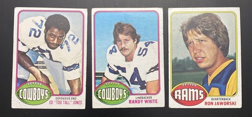 Lot of 3 1976 Topps Football #427 Ed "Too Tall" Jones, Randy White, Ron ...