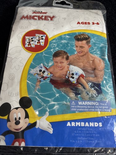 Disney Junior Mickey Inflatable Swim Arm Bands Floaties Age 3-6 New ...