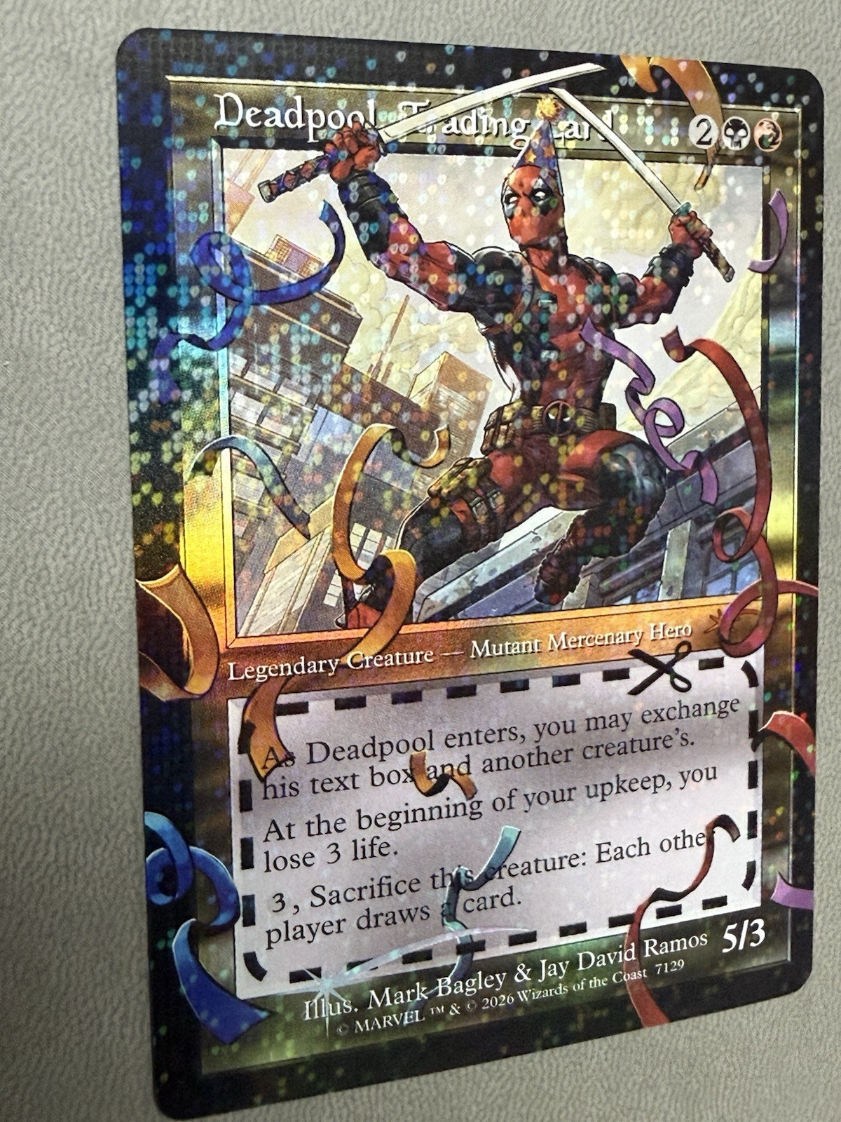 MTG Deadpool, Trading Card Secret Lair Confetti Pool Party Foil Bonus ...