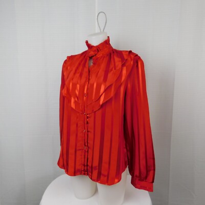 Vintage 70s California Connection Ruffled Tie-Neck Button-Up Secretary ...