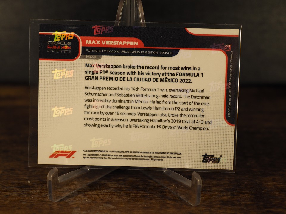 2022 Topps Now Formula 1 F1 Racing Card Max Verstappen #73 Red Parallel ...
