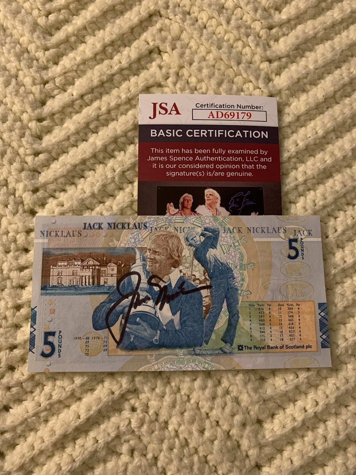 Jack Nicklaus Signed British 5 Pound Note JSA Authentication COA RBS ...