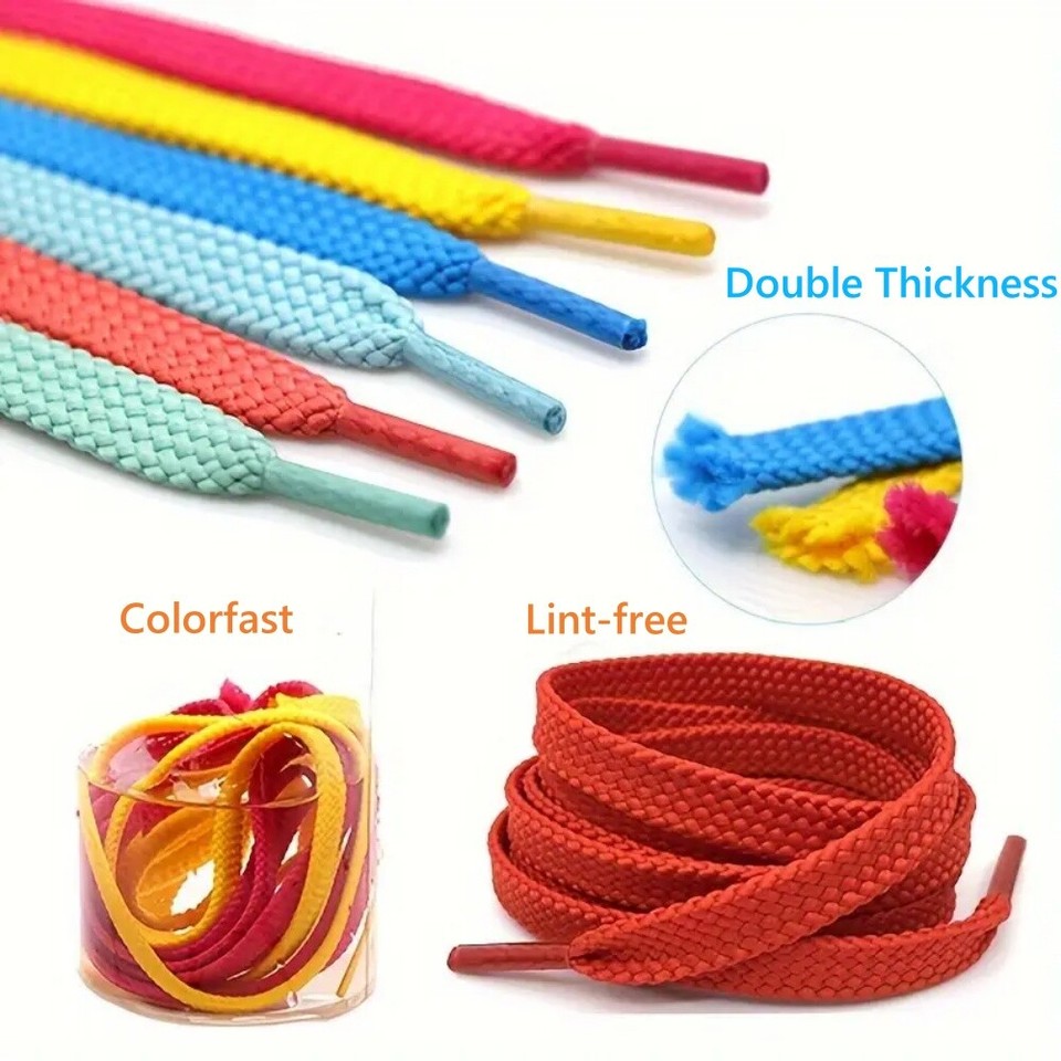 Double Layers Flat Shoe Laces Strings for Boots Sneakers Athletic ...