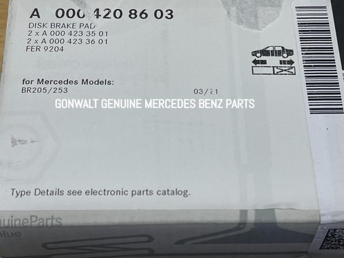 0004208200 Mercedes Benz Genuine Rear Brake Pad Set C class C300 C350e ...