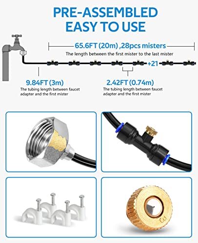 75FT Misting Cooling System Mist Nozzles Brass Adapter(3/4") Garden Greenhouse | eBay