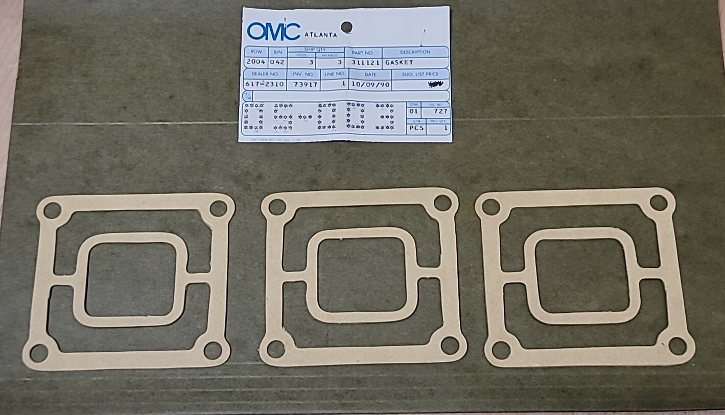NOS OMC (LOT OF 3) Manifold End Cap Gasket 4cyl 1978-1990 311121 | eBay