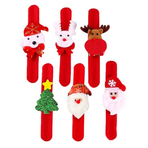 Pack of 6 Christmas Slap Wristbands Bracelets Xmas Santa Claus Snap ...