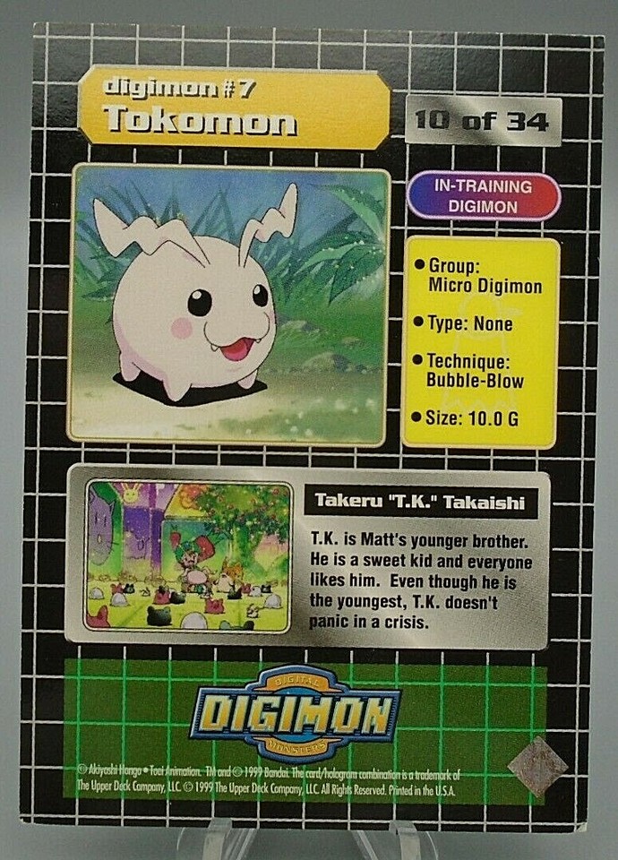 Bandai In-Training Digital Digimon Monsters Foil Card T.K.& Tokomon ...
