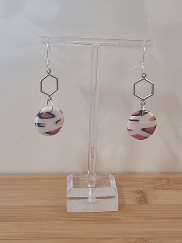Handmade Earrings - Pink Leopard Circle Dangles. | eBay