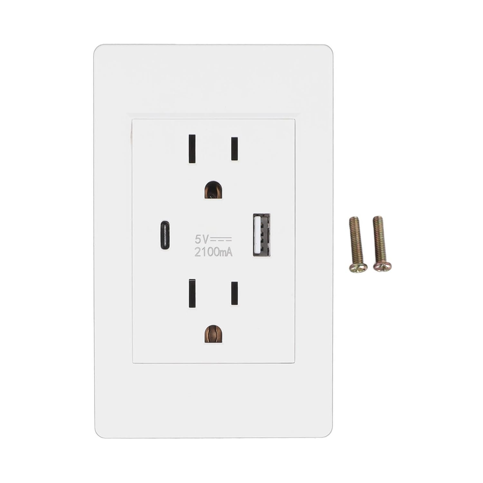 Dual Wall Outlet with USB Ports Charger AC Power Receptacle Plate Panel ...