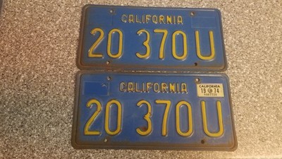 1970 California Commercial License Plates, 1974 Validation Sticker, DMV ...