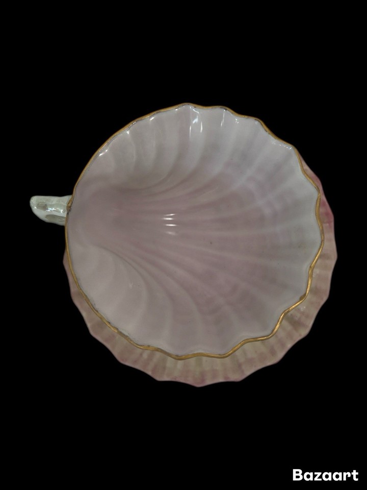 Antique Belleek Neptune Pink Tea Cup Saucer Shell Feet/Shape, Black ...