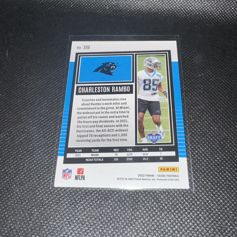charleston rambo Rc Score 2022 NFL Panthers Football Card #398 | eBay