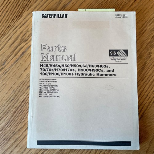 CAT Caterpillar H45/50/63/70/90C/100s HYDRAULIC HAMMER PARTS MANUAL ...