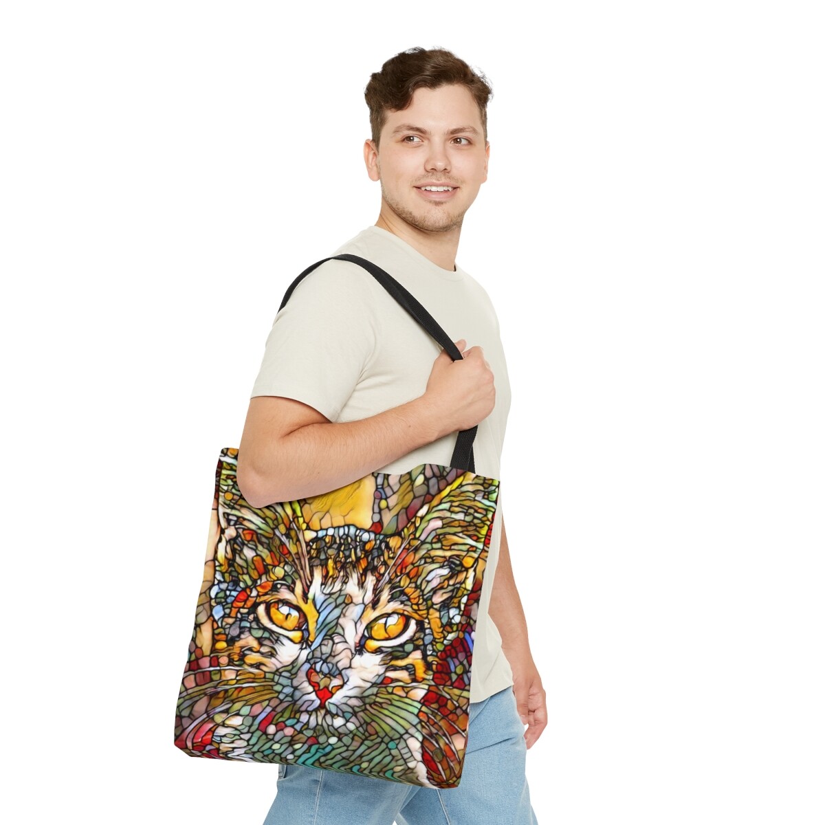 Tote Bag All over Print Multicolor Cat 697 Digital art mosaic by L ...