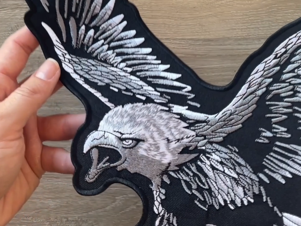 Silver Eagle Patch 12.5" | Freedom Military Embroidered Iron On Large ...