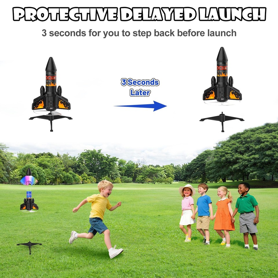 Rocket Launcher for Kids, 200 ft Self Launching Motorized Rocket Toy ...