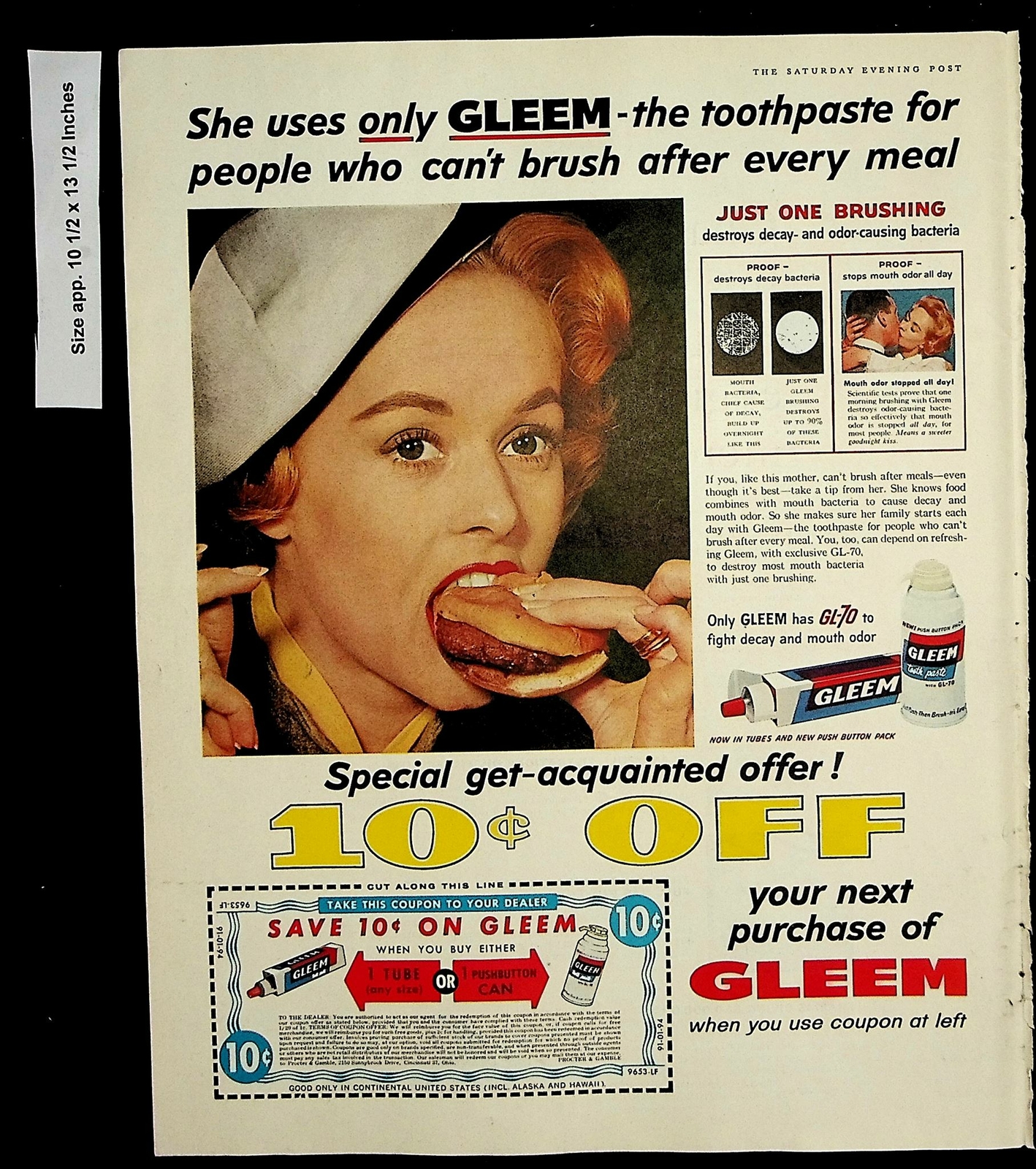 1959 Gleem Toothpaste Pushbutton Can Vintage Print Ad 13487 | eBay