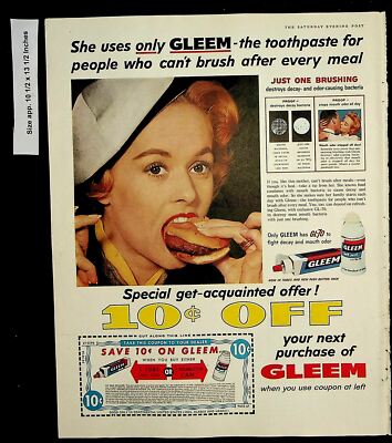 1959 Gleem Toothpaste Pushbutton Can Vintage Print Ad 13487 | eBay