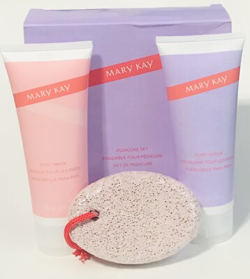 New Mary Kay 3 Piece Foot Mask & Foot Balm & Pumice Stone Boxed ...