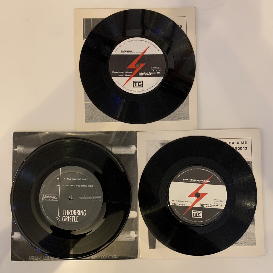 Throbbing Gristle 3 7” Lot - 5 Knuckle Shuffle Adrenalin Something Came ...